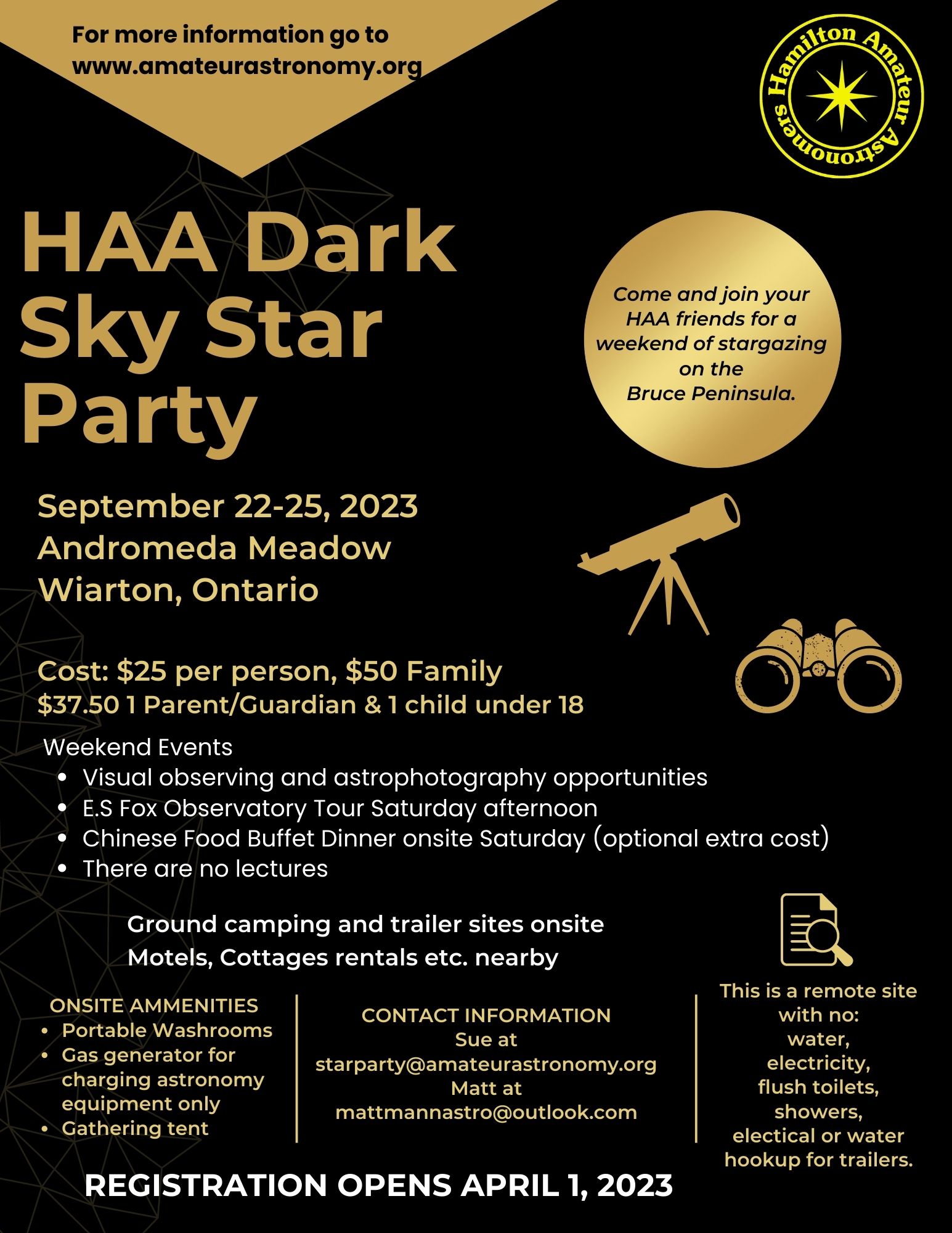 Dark Sky Star Party General Information - Hamilton Amateur ...